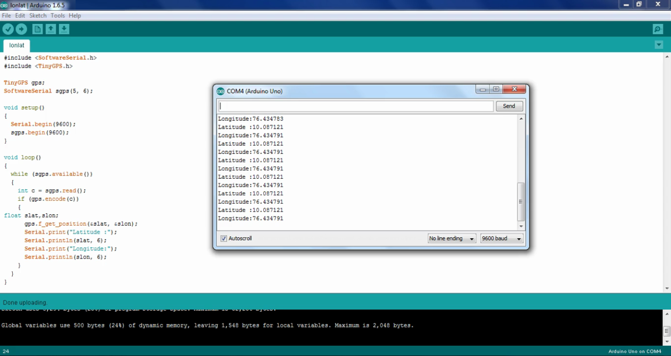 Gps Receiver Using Arduino Interface And Working 1189